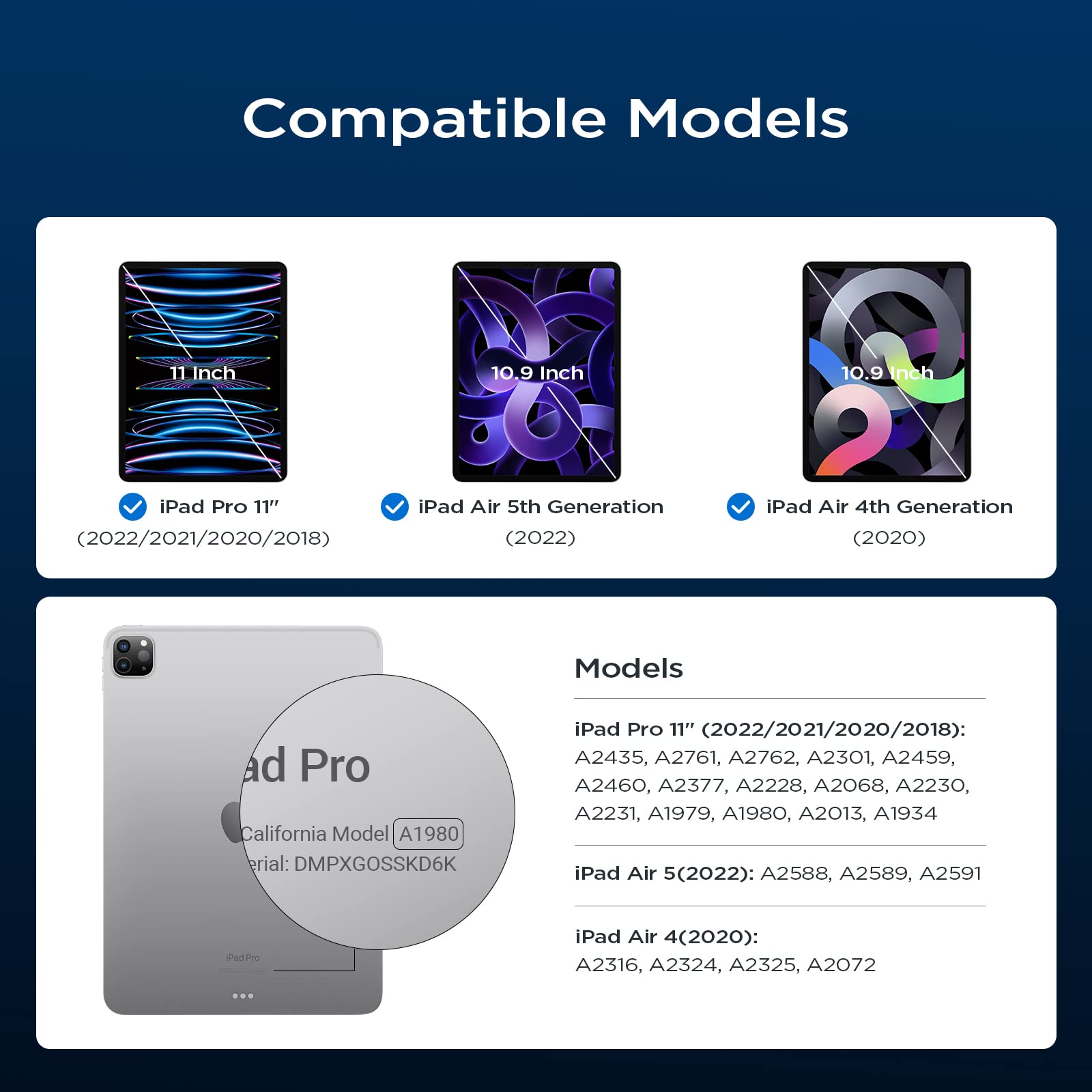 AINOPE Shatterproof Tempered Glass Screen Protector for iPad Air 5th/4th generation (2022/2020,10.9 Inch) iPad Pro 11 Inch All Models (2022/2021/2020/2018) Compatible Apple Pencil 2 Pack