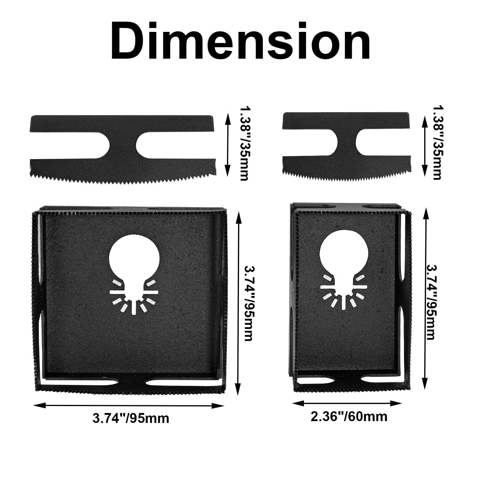 2 Pcs Stainless Steel Square Slot Cutter, Drywall Oscillating Tool Outlet Box Cutter, Electrical Box Drywall Outlet Cutout Tool, One Step in Place Oscillating Square Blade for Wood, Plastic Metal