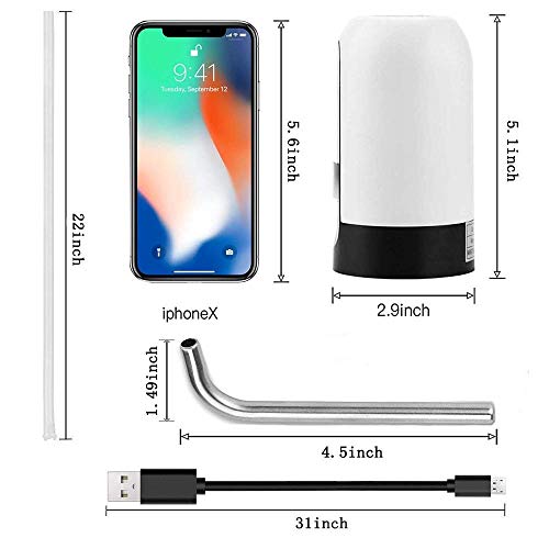 2020 Water Bottle Pump, USB Charging Automatic Drinking Water Pump for Universal 2-5 Gallon Jugs, Portable Electric Water Dispenser for Home Kitchen Office Camping