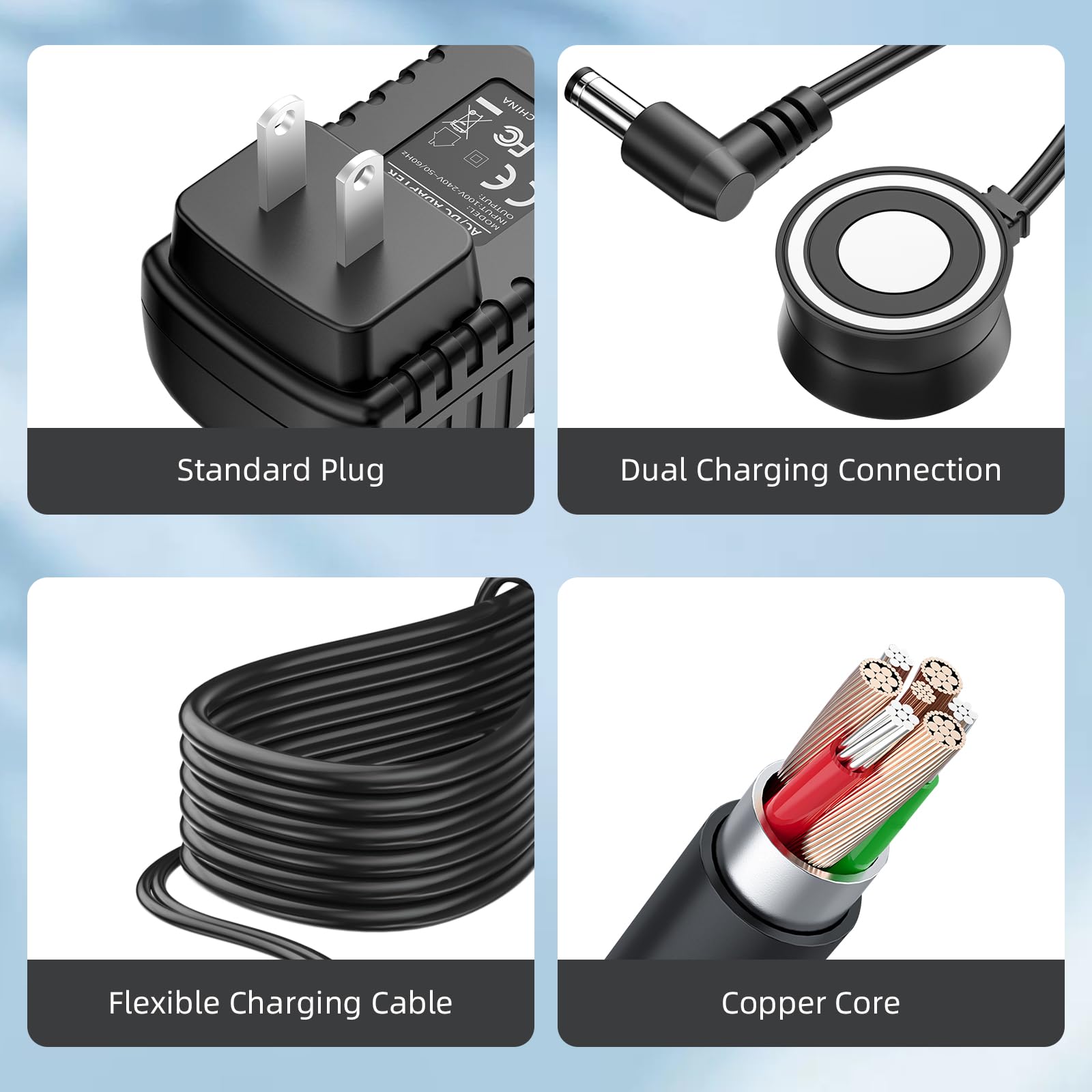 13.3V Charger for Shark Vacmop VM251 VM252 VM252C VM200 VM200C VC200 VC205 QM250 UM205 Hard Floor Vacuum Mop