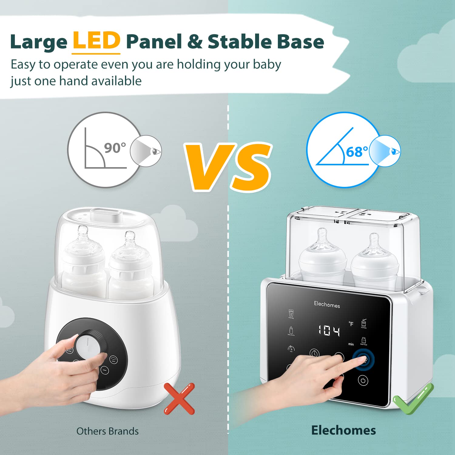 Baby Bottle Warmer for Breastmilk, Elechomes Baby Food Heater with LCD Display Accurate Temperature Control and Timer for All Bottles & Jars, BPA-Free