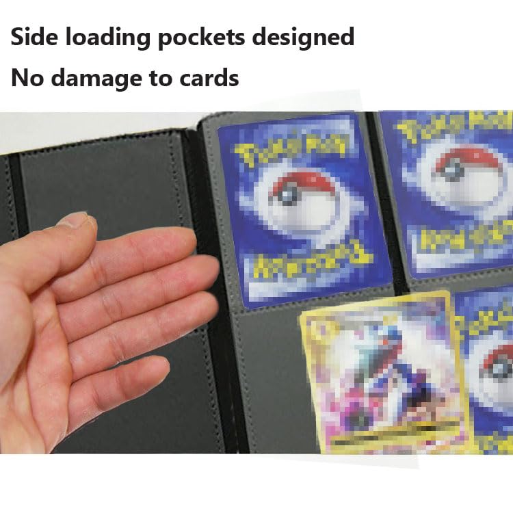 360 Pockets Trading Card Sleeves, Side Loading Pocket Binder, Album Pages Card Collector Coin Holders Wallets Sleeves Set (Black 360)