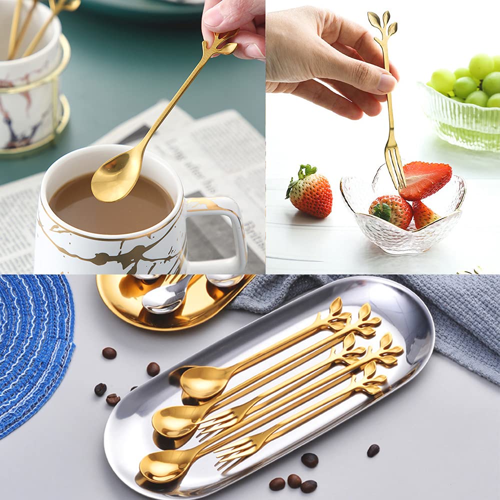 13 Piece Gold Mini Spoons and Forks with Swan Spoon Holder Small Spoons for Dessert Appetizer Spoons Stainless Steel Gold Serving Spoons Utensils for Coffee Tea Party Dessert Table