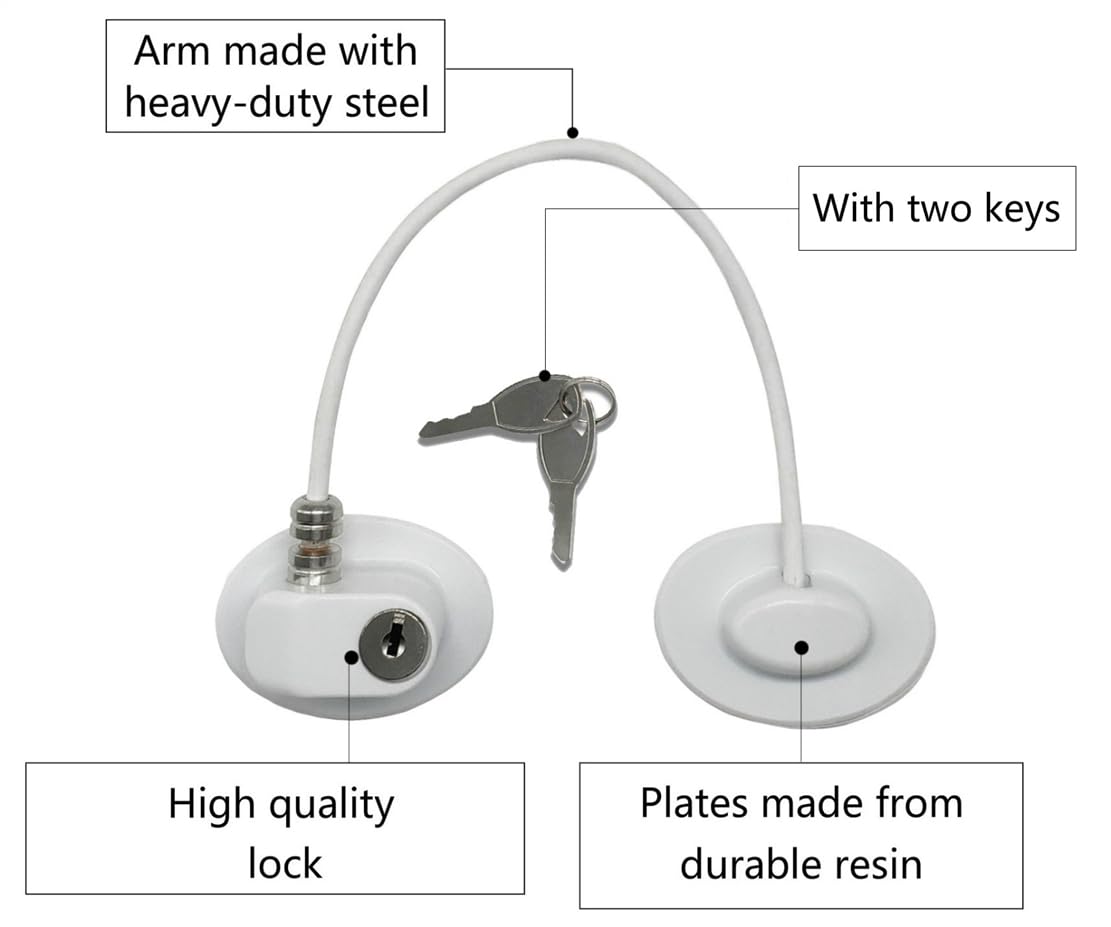 2 Pack Refrigerator Door Locks,Freezer Door Locks,File Drawer Cabinet Locks by REZIPO White with 4 keys