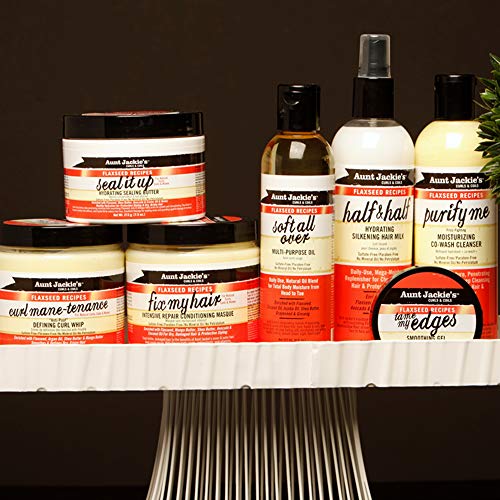 Aunt Jackie's Flaxseed Recipes Don't Shrink Elongating Hair Curling Gel for Natural Curls, Coils and Waves, Helps Prevent Dryness and Flaking, 18 oz