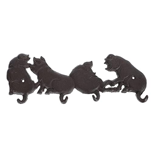 2pcs Coat Cartoon Rustic Hanging Rail Pig Hanger Towel for Home and Door Pattern Farmhouse Animal Kitchen Sweaters Hat Cast Racks Holders Special Clothes Coats Iron Room