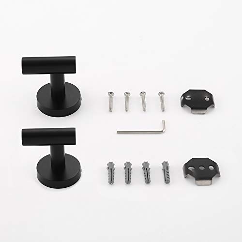 GORDEE [2 Pack] Bathroom Robe Towel Hooks, SUS304 Stainless Steel Wall Mounted Heavy Duty Hook Holder, Towel Coat Robe Sponge Holder for Bathroom & Kitchen, Matte Black
