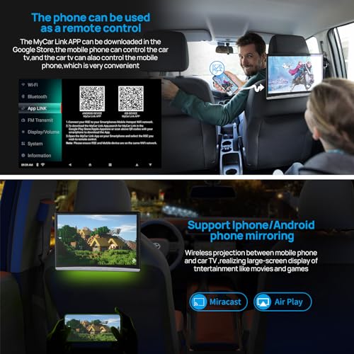 13.3" Upgrade Android 11 Car Headrest Video Players with 2.4G/5G Dual Brand WiFi, Dual Rear Seat TV Monitors Can Sync Screens, IPS Touch Screen 4K Tablets, HDMI Out/in Bluetooth FM USB-2G+32G