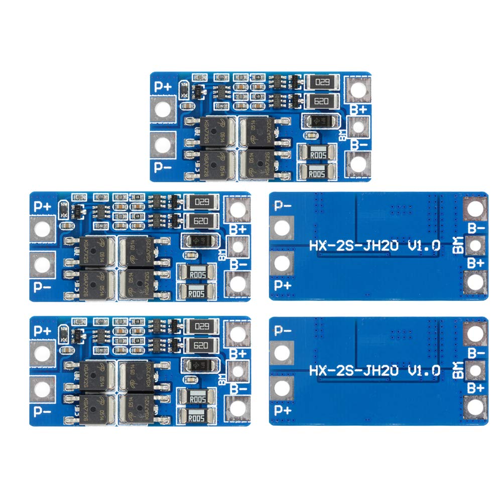 Aideepen 5PCS 2S 10A BMS Lithium PCB Protection Boards 8.4V 7.4V 8.4V-9V PCM PCB Li-ion Lipo 2 Cell Pack with Balance Function Charger Protection Circuit Board