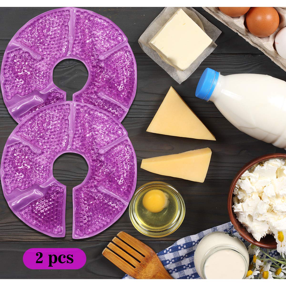 Breast Therapy Pads Breast Ice Pack, Hot Cold Breastfeeding Gel Pads, Boost Milk Let-Down with Gel Bead (Purple)