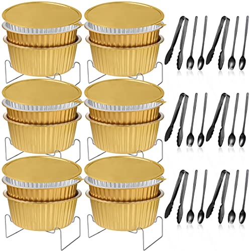 6 Set Disposable Chafing Dishes Buffet Set Chafer Wire Racks Stand Kit Dish Serving Trays Food Warmer Catering Supplies Include Chafer Pans Serving with Utensils and Buffet Stand for Party