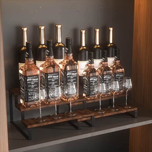 2 Pack 3 Tier Expandable Spice Rack Organizer (13.8β to 26β)Display Riser Stand, Kitchen Cabinet Countertop Pantry Coffee Bar Display Shelf for Spice, Liquor, Perfume, Makeup, Figure, Dolls Collection