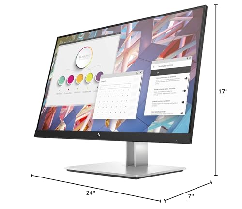 HP EliteDisplay E24 G4 24 Inch IPS LED Backlit, FHD 1920 x 1080, Blue Light Filter, HDMI, VGA, DisplayPort Monitor (Renewed)