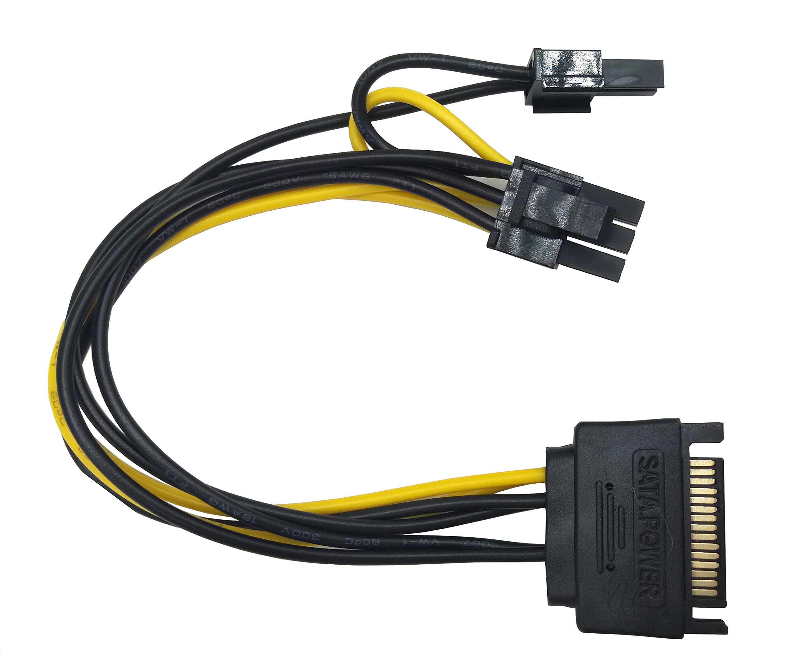 Traovien PCI Express Power Cable,15 Pin SATA Male to 8 Pin (6+2 Pin) PCI Express Female Video Card Power Adapter Cable(15CM/6inch 2Pcs)