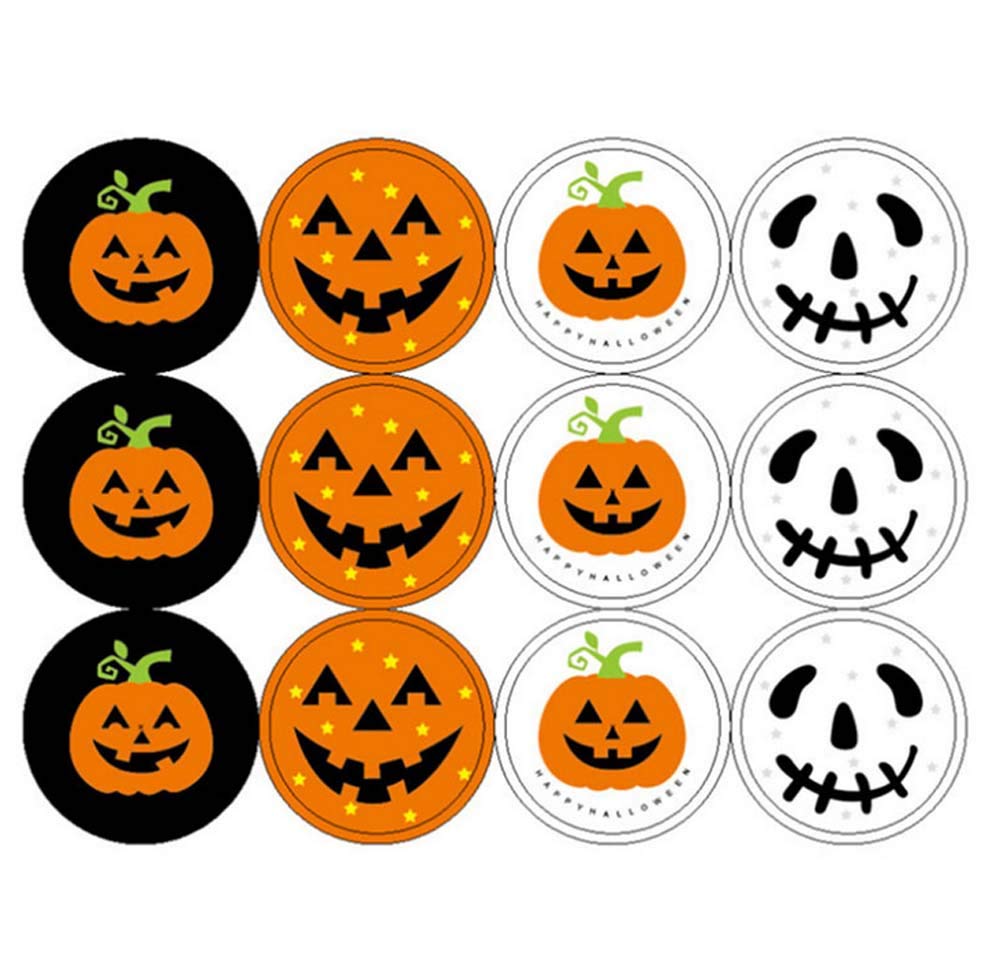 120 pcs Halloween Sealing Sticker Ghost Pumpkin Stickers Adhesive Label Stickers Round Sealing Decals Candy Bag Gifts Wrapping Stickers Packaging Envelope Seals