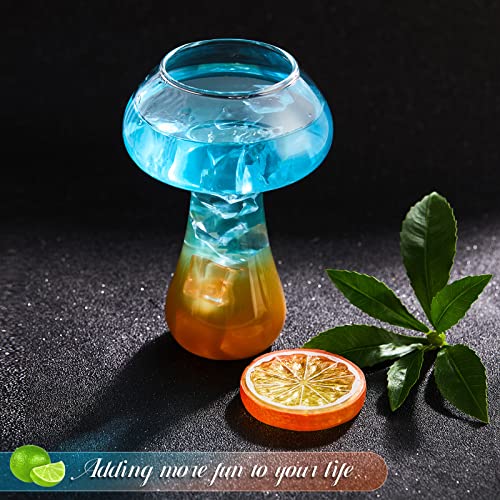 2 Pcs Mushroom Cocktail Glass Creative Martini Mushroom Glass Cup Glass Goblet Drink Cup for Wine Champagne Cocktail Home Bar Party, 260 ml