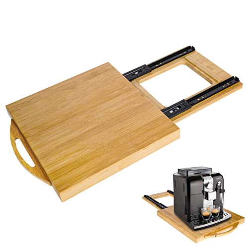 Bamboo Kitchen Appliances Slider,Save Counter Space,Underneath Cabinet Countertop Appliance Sliding Tray for Heavy Espresso Coffee Maker Pot K-Pod Holder Toaster Blender Air Fryer Stand Mixer