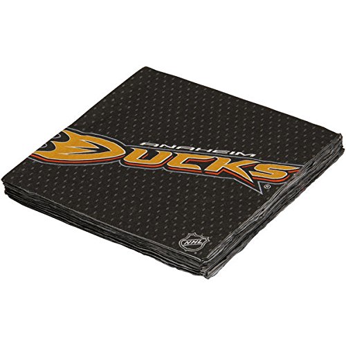 amscan Anaheim Ducks Party Napkins - 6 1/2" x 6 1/2" | Pack of 16, Black