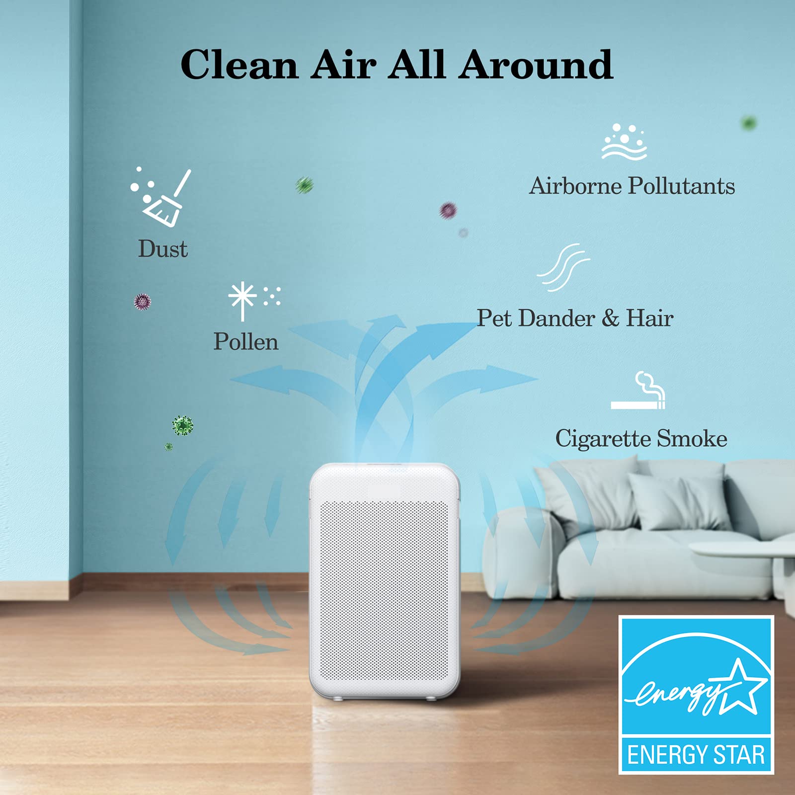 Air Purifier Replacement Filter, 3-in-1 True HEPA Filter Compatible with AP003 Air Purifier