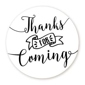 Candles and Favors Thank You Stickers, 48 Round White Labels, Perfect for Baby Shower or Wedding Favors