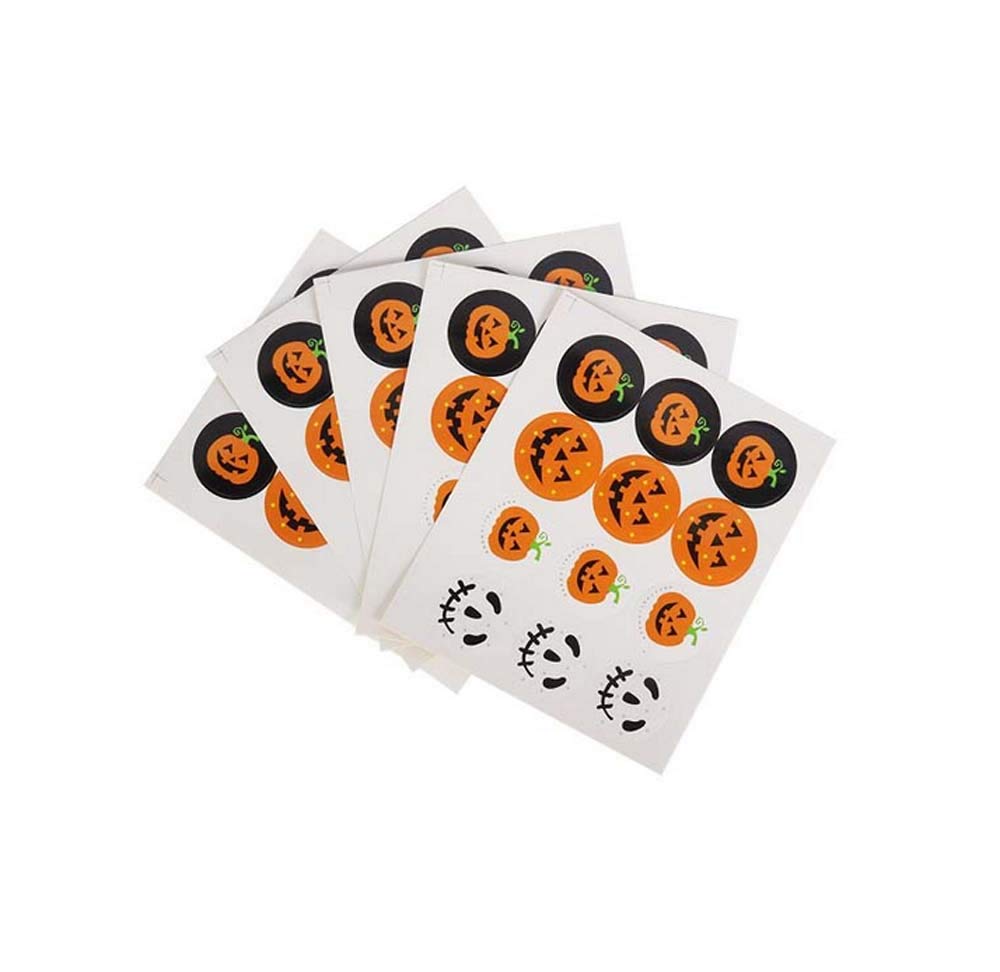 120 pcs Halloween Sealing Sticker Ghost Pumpkin Stickers Adhesive Label Stickers Round Sealing Decals Candy Bag Gifts Wrapping Stickers Packaging Envelope Seals