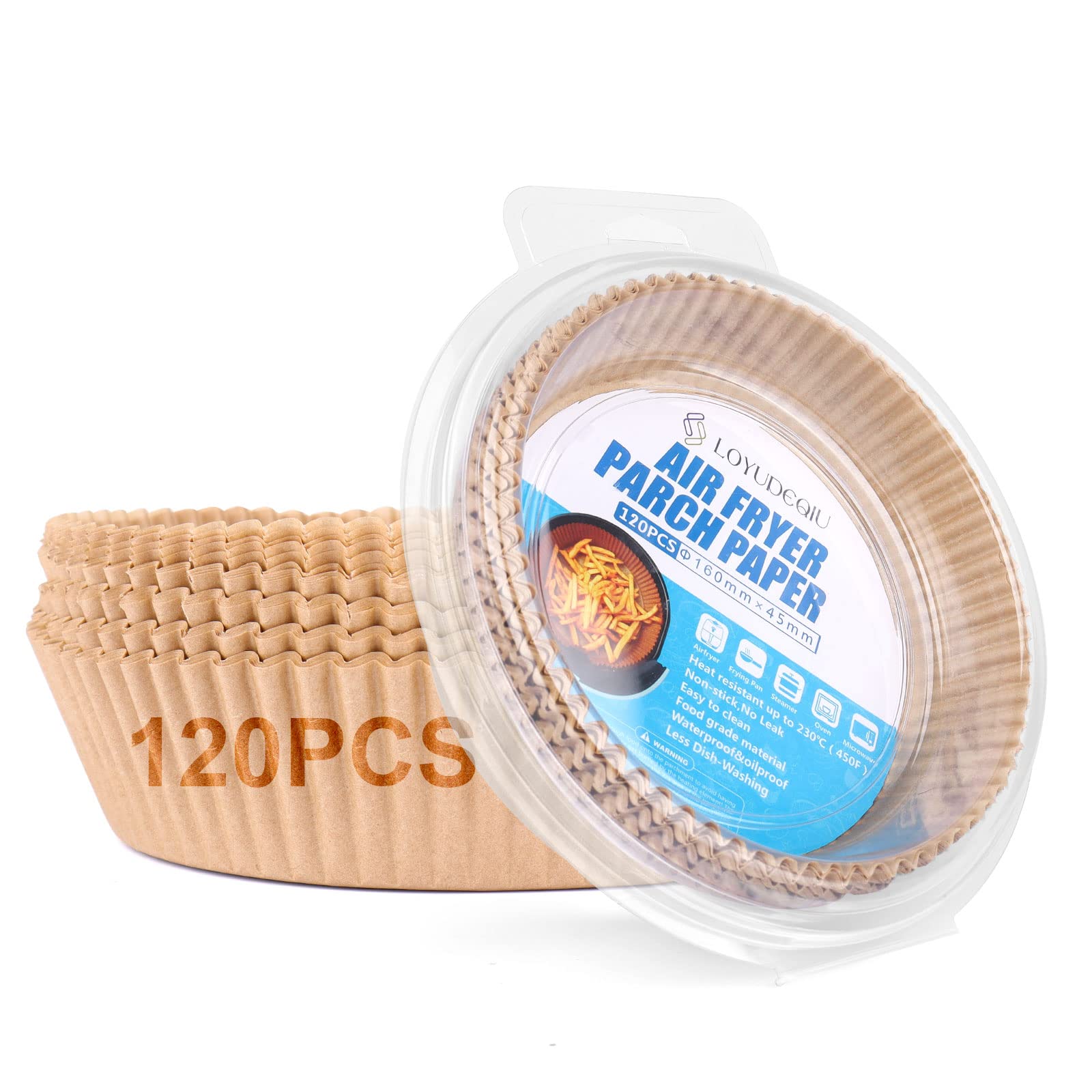 120 Pcs Healthy and Safe Air Fryer Disposalbe Paper Liner 6.3 Inch, High Heat Resistant Airfryer Parchment Liners, Air Fryer Paepr Liners Round That Doesn't Affect Food Taste