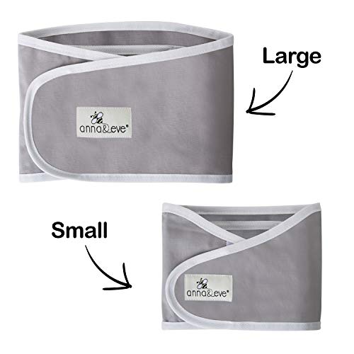 Anna & Eve - Baby Swaddle Strap, Adjustable Arms Only Wrap for Safe Sleeping - Large Size Fits Chest 16 to 20.5, Grey