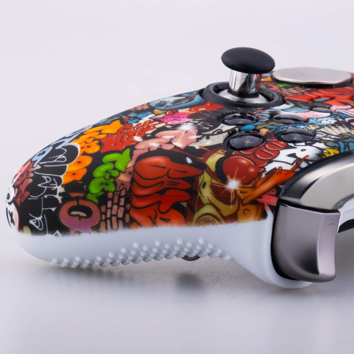 9CDeer 1 x Protective Customize Transfer Print Silicone Cover Skin Small Skulls + 6 Thumb Grips Analog Caps for Xbox Elite Wireless Controller Compatible with Official Stereo Headset Adapter