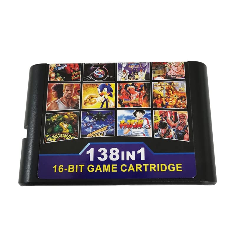 138 in 1 - 16 Bit MD Game Card For Sega Mega Drive For Sega Genesis and for Original Console (Black)