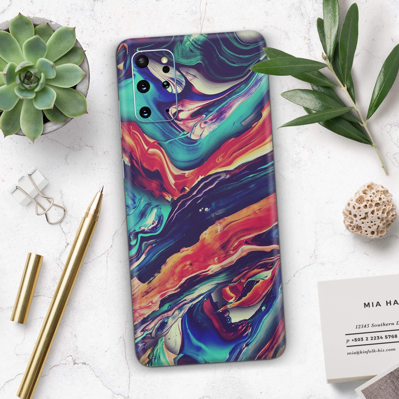 DesignSkinz Liquid Abstract Paint Remix V3 Protective Vinyl Decal Wrap Skin Cover Compatible with The Samsung Galaxy S20 (Screen Trim & Back Glass Skin)