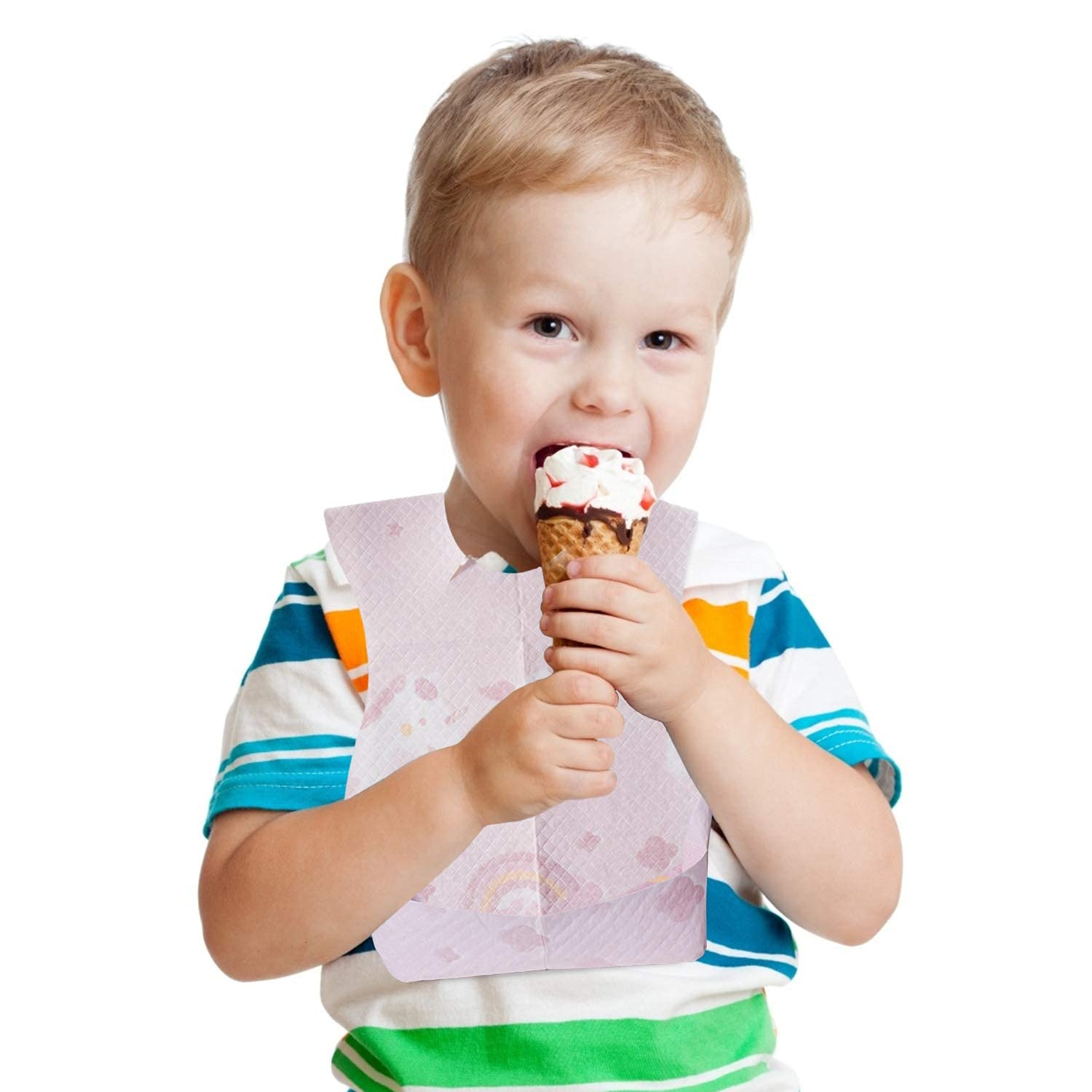 SUNVENO Disposable Bibs, Baby Disposable Bib Leak-proof Liner & Reusable Fastener, 20 Pieces