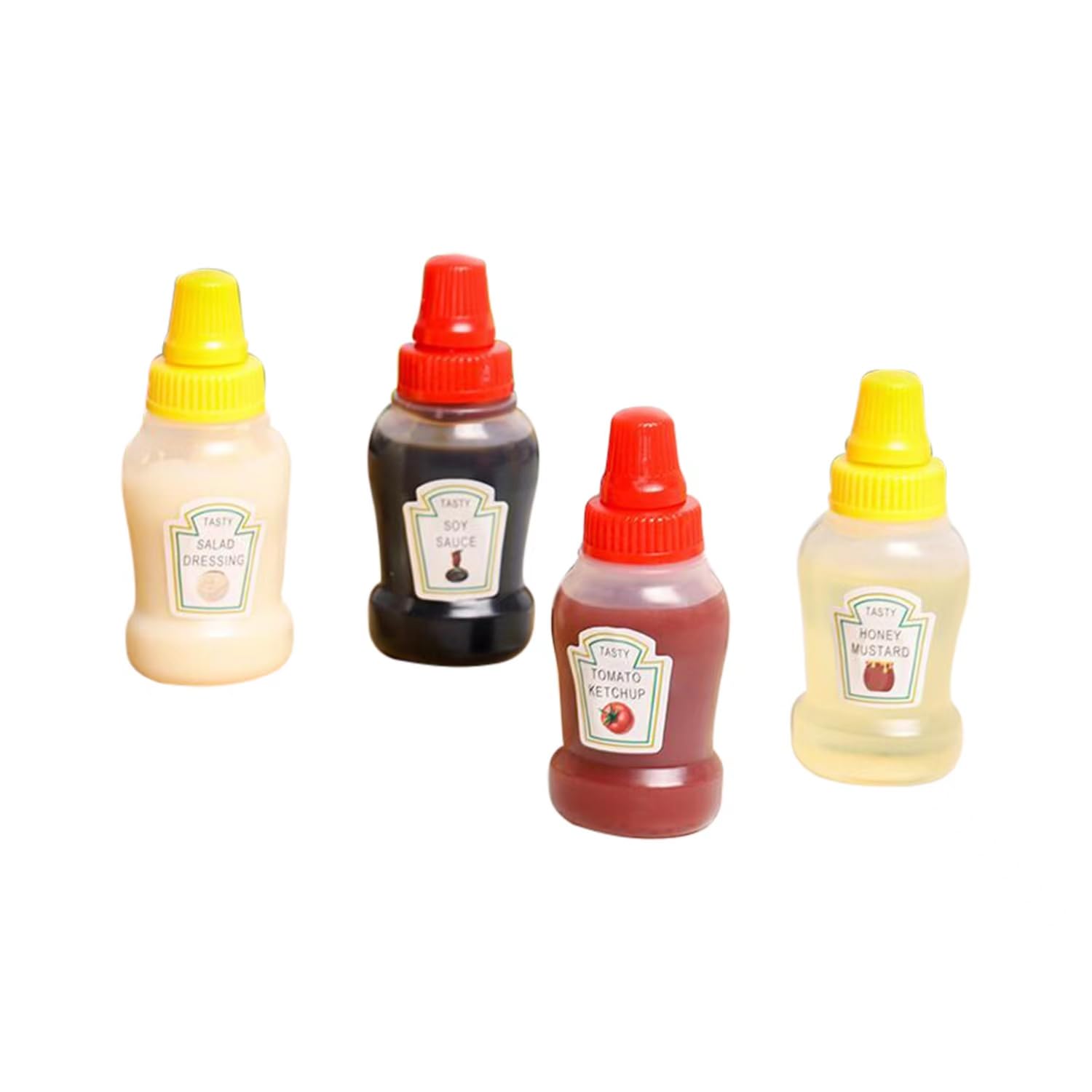 4 Pieces Mini Ketchup Bottles for Bento Box Accessories,25ml Mini Condiment Squeeze Bottles Portable Honey Sauce Salad Dressing Dispensers Jars Containers for Kids Adults Lunch Box