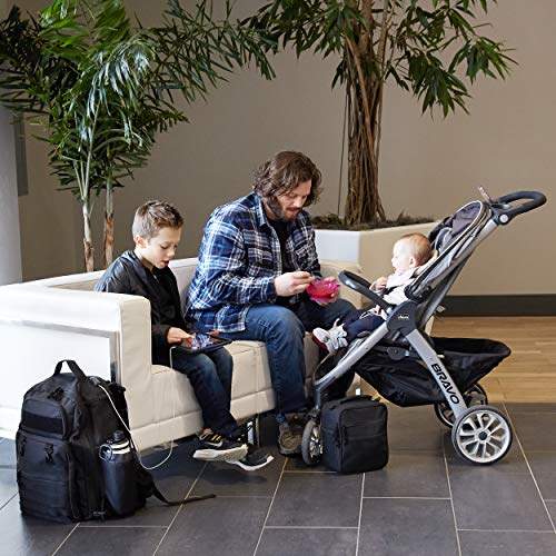 Brinero Diaper Bag Backpack for Dad, X-Large Bag With USB Port, Detachable Lunch Box, XL Changing Pad, 2 Large Water Bottle Pockets, Stroller Straps, Wipe Pocket Military Diaper Bags