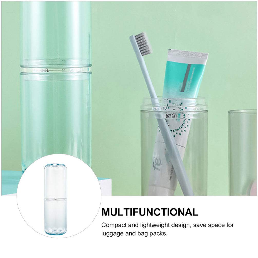 DOITOOL Travel Toothbrush Case Clear Plastic Toothbrush Toothpaste Holder Container Portable Toothbrush Cup Organizer Travel Washing Cup for Camping Travel Business Blue