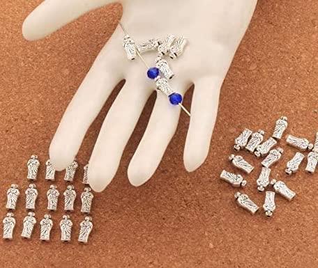 56PCS Calvas St Jude Medal Small Hole Beads Catholic Patron Saint Medal Tubes 12.6x6mm Antique Silver Spacers L1827