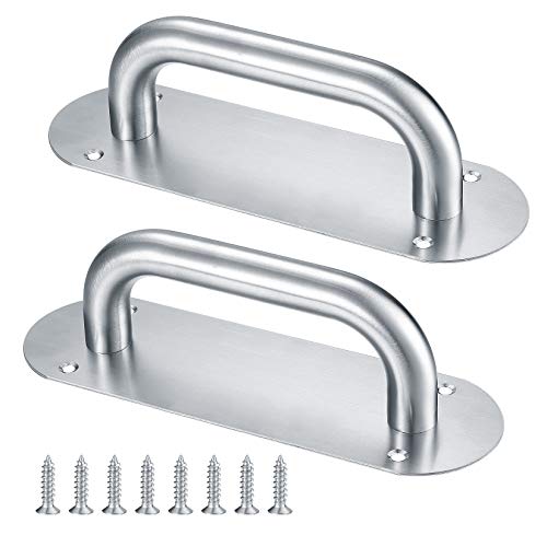 2 Pcs Stainless Steel Push Pull Door Handles, Barn Door Pull Push Sliding Door Handles with Back Plates for Kitchen Wardrobe Cupboard Cabinet Closet Shed Gate Door Handles - 200x65mm/7.9x2.6inch