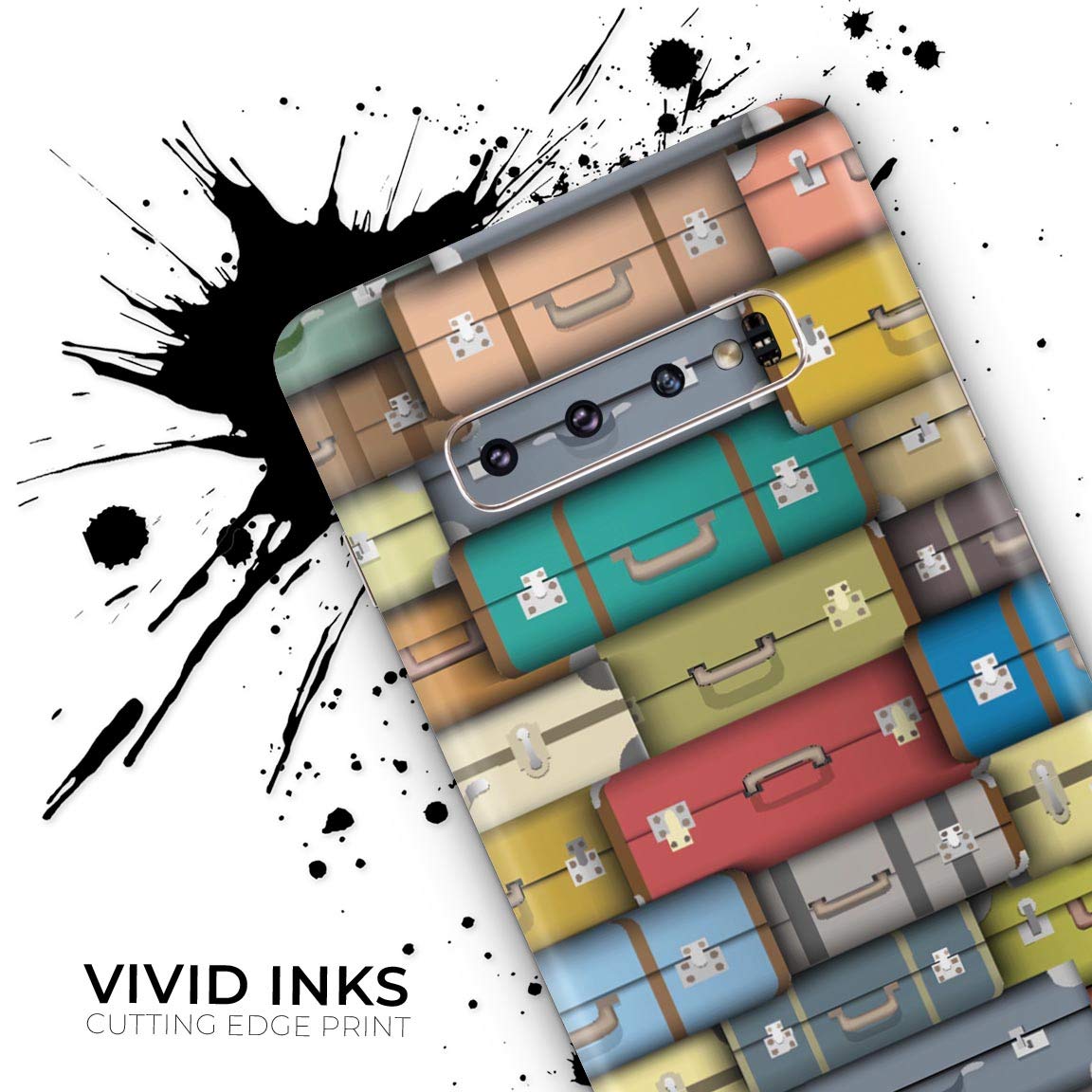 DesignSkinz Multicolored Traveling Suitcases Protective Vinyl Decal Wrap Skin Cover Compatible with The Samsung Galaxy S20 (Screen Trim & Back Glass Skin)