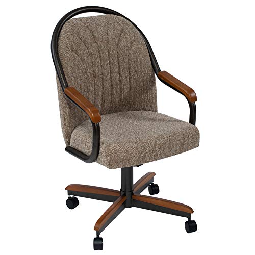 AW Furniture Casual Dining Barell Swivel and Tilt Rolling Dining Chair - 38in Hx24 Wx22 D, Metal