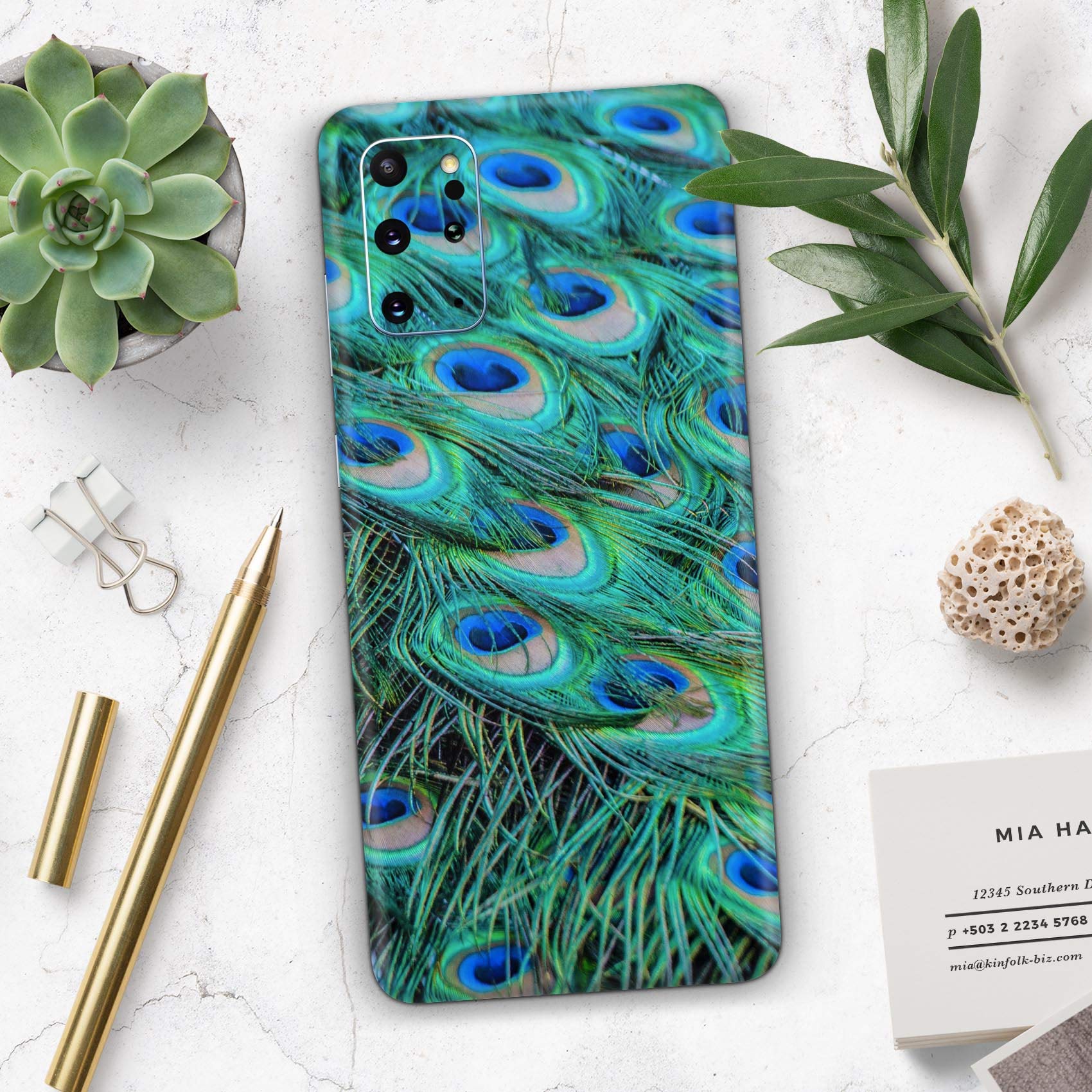 DesignSkinz Neon Multiple Peacock Protective Vinyl Decal Wrap Skin Cover Compatible with The Samsung Galaxy S20 (Screen Trim & Back Glass Skin)