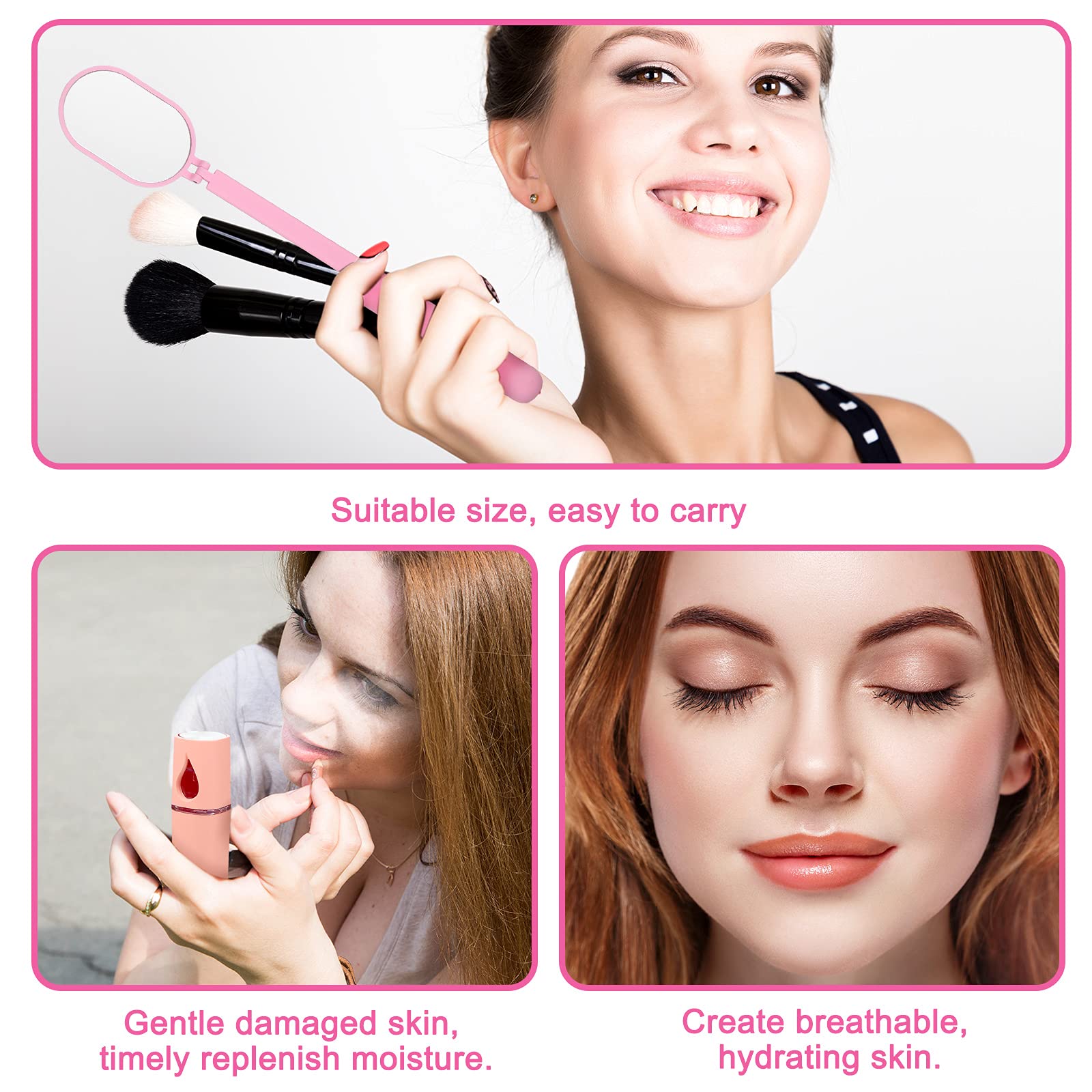 Nano Mist Sprayer Mini Portable Nano Facial Mister Usb Rechargeable Face Mist Steamer with 270 Degree Rotation Lash Mirror & 20ml Visual Water Tank for Makeup Skin Care(Pink)