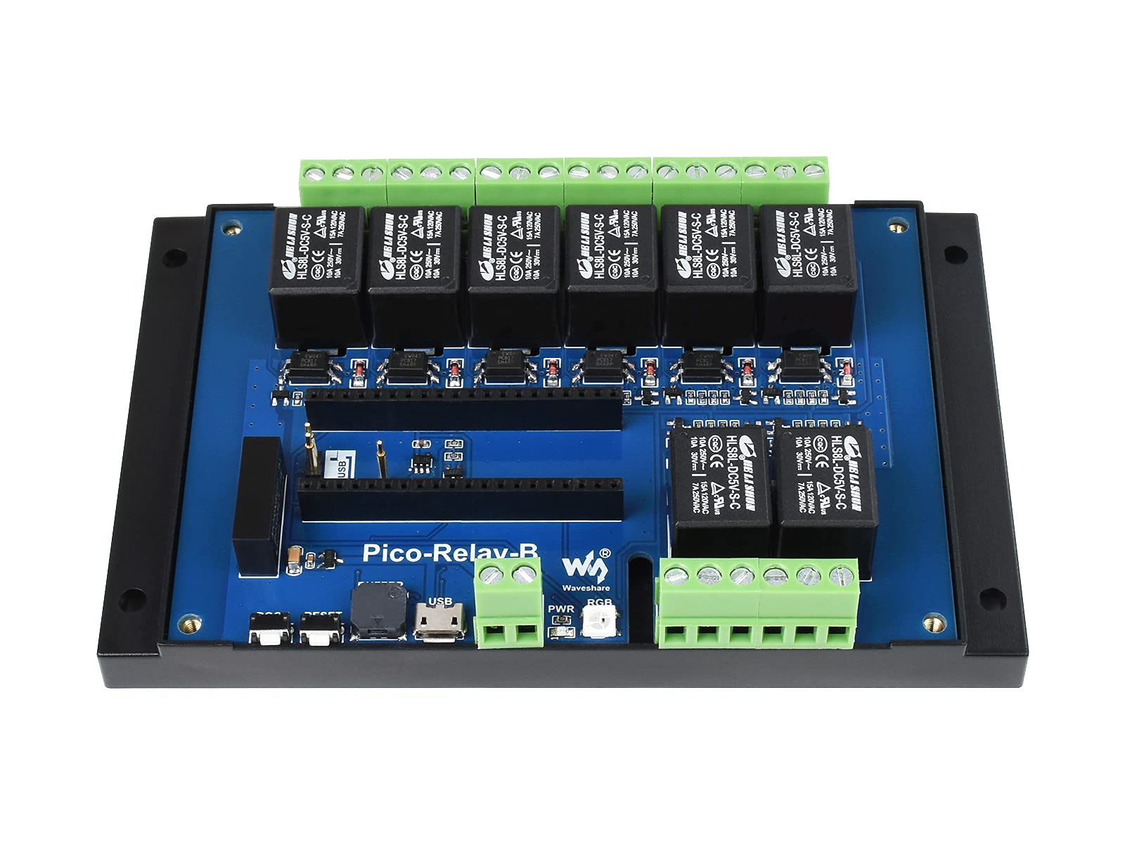 Waveshare Industrial 8-Channel Relay Module for Raspberry Pi Pico Power Supply Isolation Photocoupler Isolation