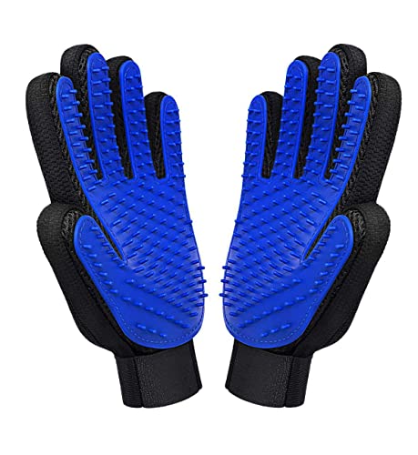 Closeep Dog Grooming Glove 1 Pair Pet Deshedding Brush Gloves Cat Hair Remover Mitt for Pet Massage Long or Short Fur Bathing