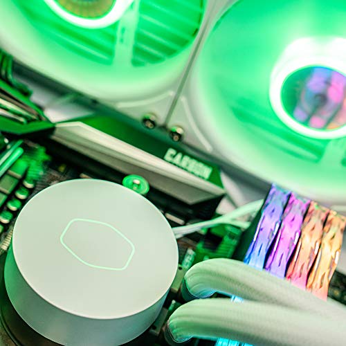 Cooler Master MasterLiquid ML240L V2 RGB White Edition CPU Liquid Cooler - Brighter Lighting Effects, 3rd Gen. Pump, Superior Radiator and Dual Advanced 120 mm SickleFlow RGB Fans - White