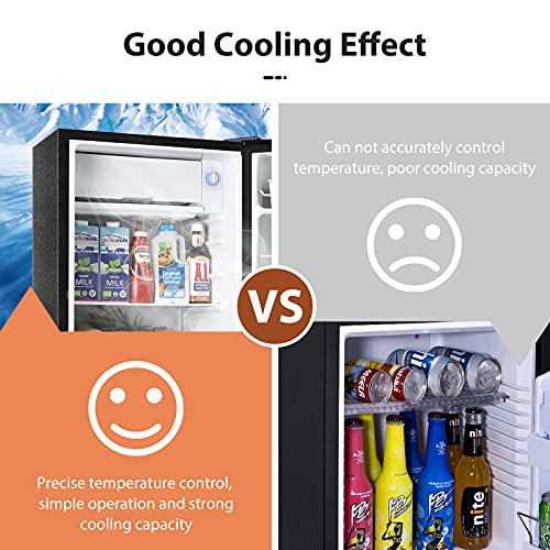 BANGSON Compact Fridge with Freezer, 3.2 CU.FT. Small refrigerator with Freezer, 5 Adjustable Temperatures，38 dB Low Noise, Reversible Door, Small Fridge For Dorm Bedroom or Office, Silver
