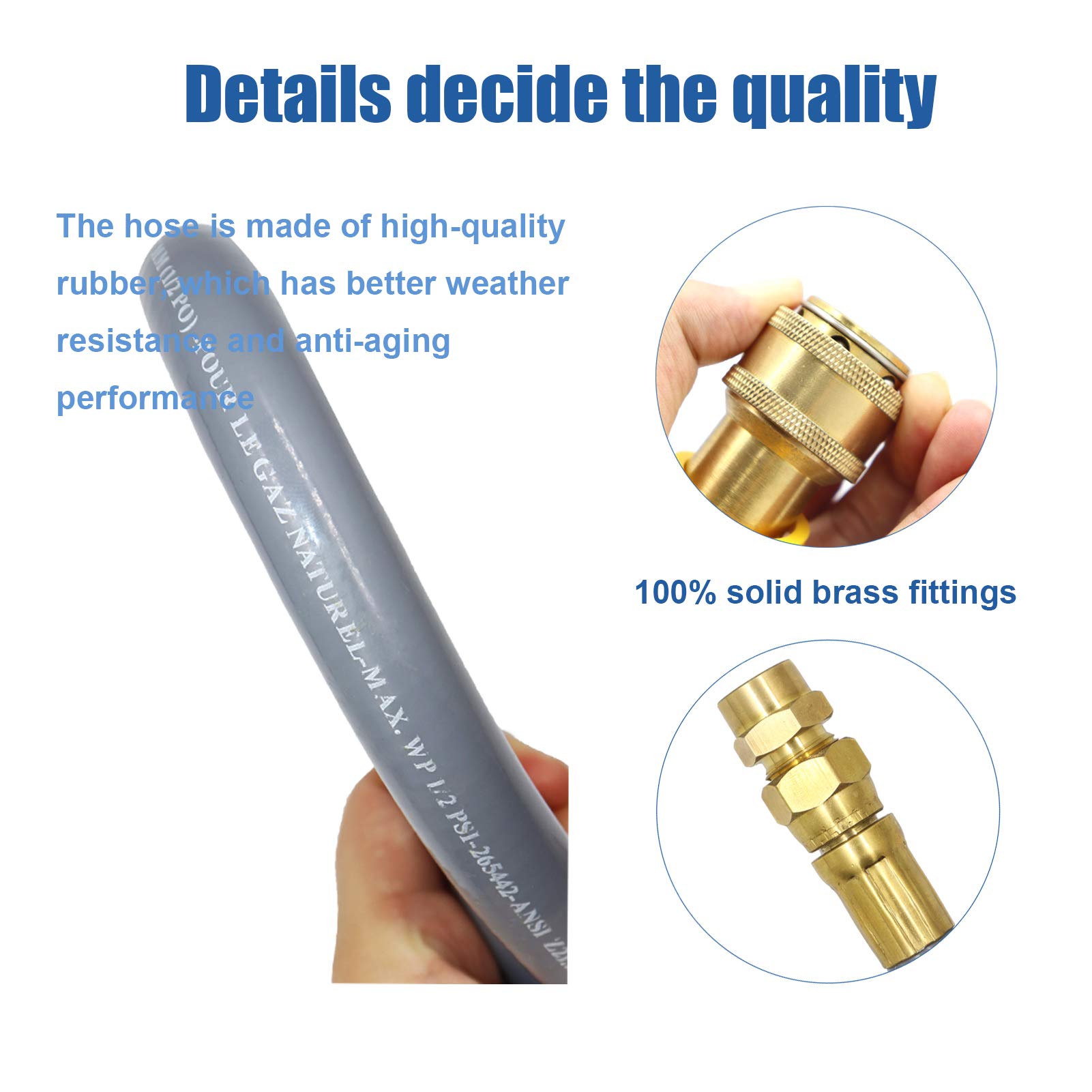 24 Feet 1/2-Inch Natural Gas Hose with Quick Connect Fitting for BBQ, Grill, Pizza Oven, Patio Heater and More NG Appliance, Propane to Natural Gas Conversion Kit - CSA Certified
