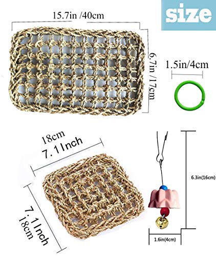 kathson Bird Sheltering Seagrass Tent Hammock Small Animal Snuggle Hut Parrot cage Toy for Parakeets,Cockatiels,Lovebirds,Ring Necks,Pionus,Senegals Small to Medium Birds