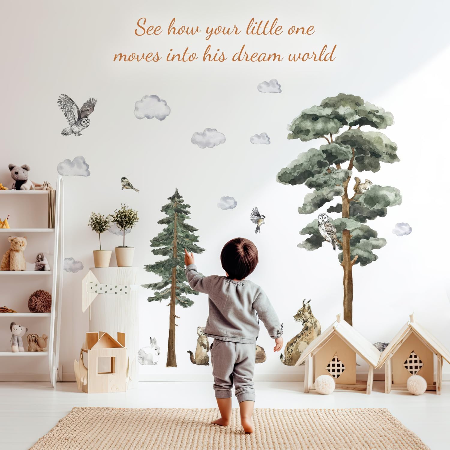 Woodland Forest Animals Big Wall Stickers Nursery Decoration Bedroom Removable Decals