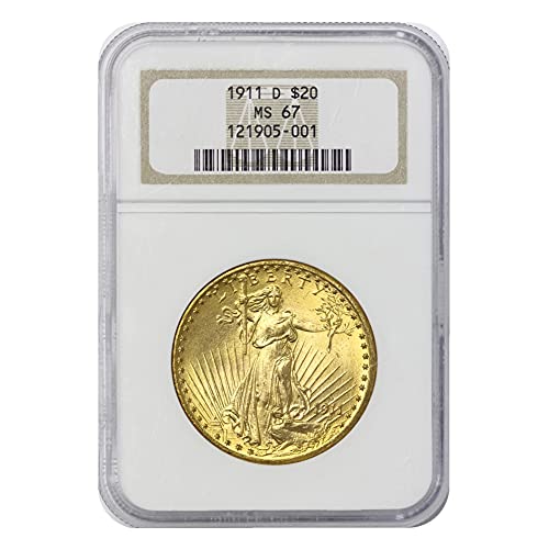 1911 D American Gold Saint Gaudens Double Eagle MS-67 by Mint State Gold $20 NGC MS67