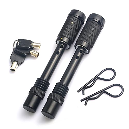 KAYCENTOP Hitch Receiver Pin Lock Trailer Locking 5/8 Inch Pin Security Hitch Locks Fit 2 inch 2.5 inch Hitch Receiver Class III IV Hitches 2 Pack Black Anti-Theft Anti-Noise 3 Tubular Alike Keys