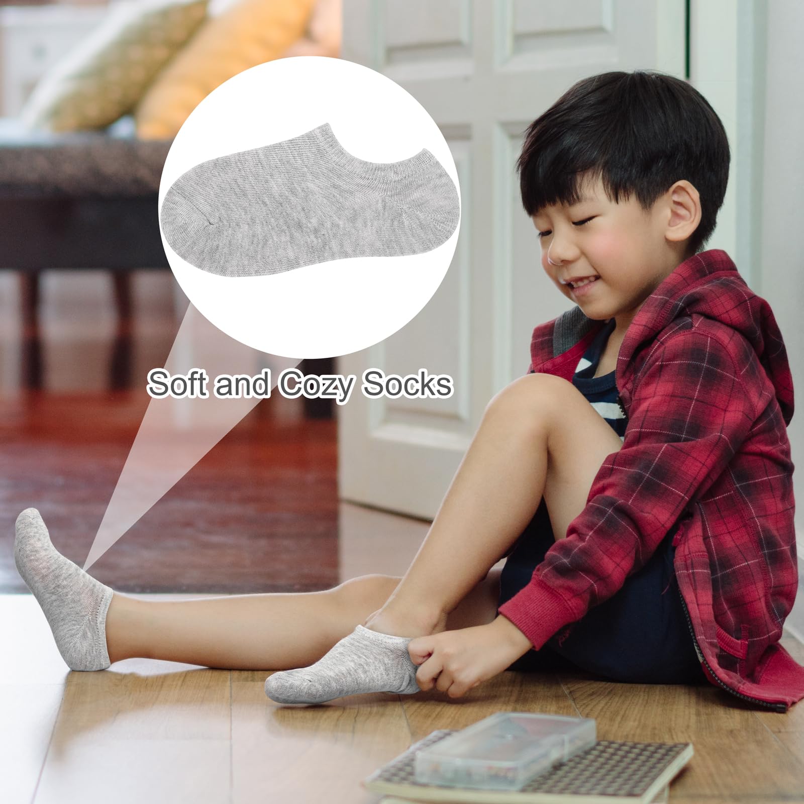 Cooraby 15 Pairs No Show Socks Kids Socks Anti-slip Low Cut Socks for Girls Boys Ankle Athletic Socks